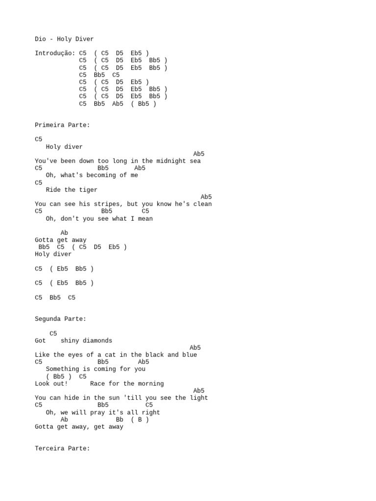 Holy Diver Song Structure and Chords | PDF | Chess | Chess Theory
