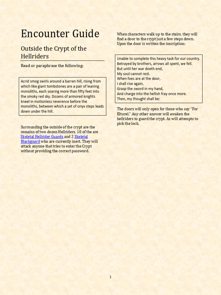 Outside The Crypt Encounter | PDF