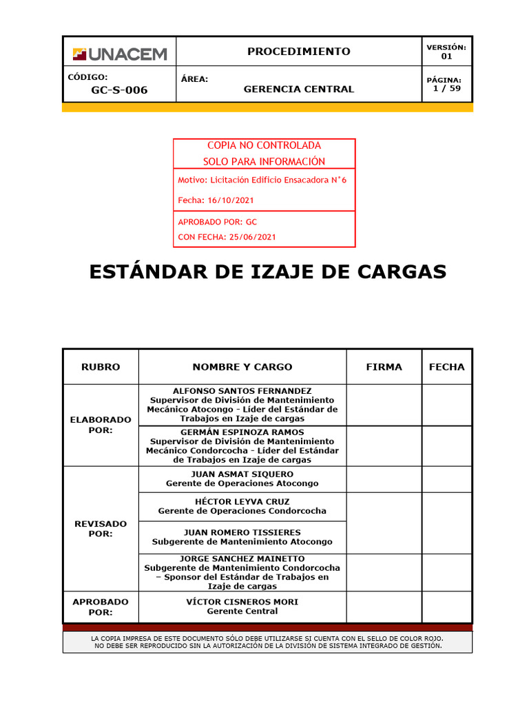 GC-S-006 v01 EstandarDeIzajeDeCargas | PDF | Grúa (máquina) | Acero