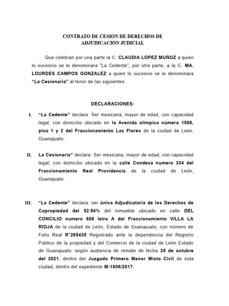 Contrato para Ceder Cesiones | PDF