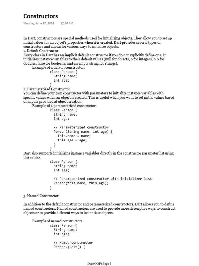 Constructors Pdf Constructor Object Oriented Programming Programming 1964