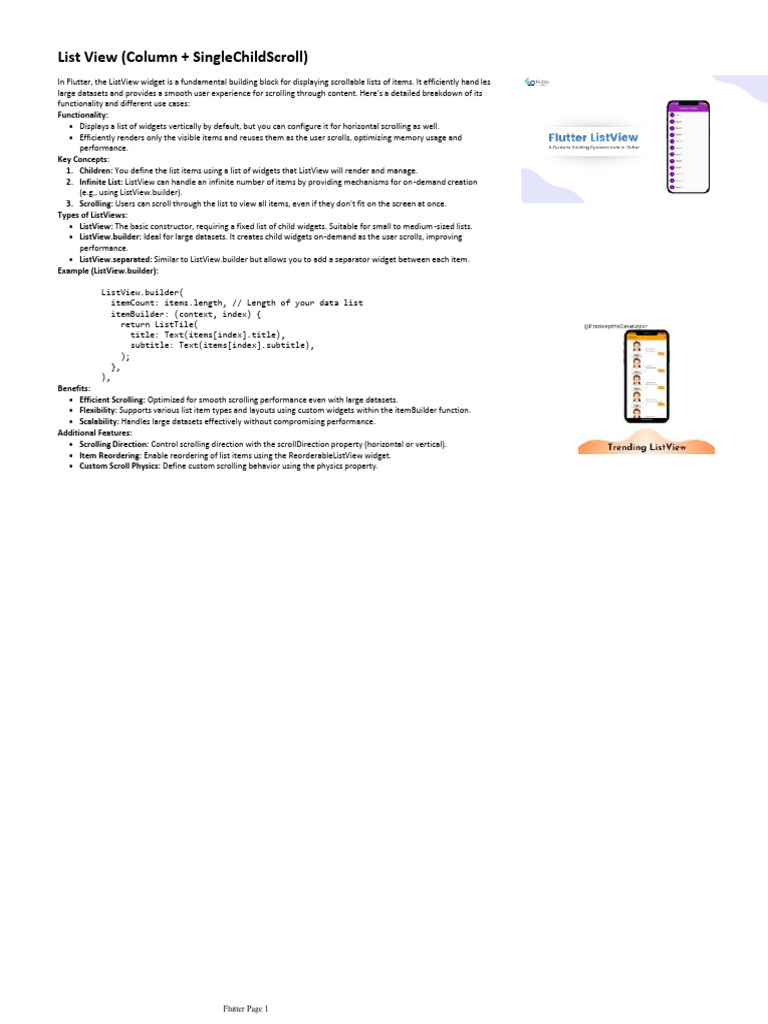 List View (Column + SingleChildScroll) | PDF