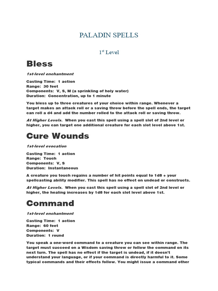 Paladin Spells | PDF