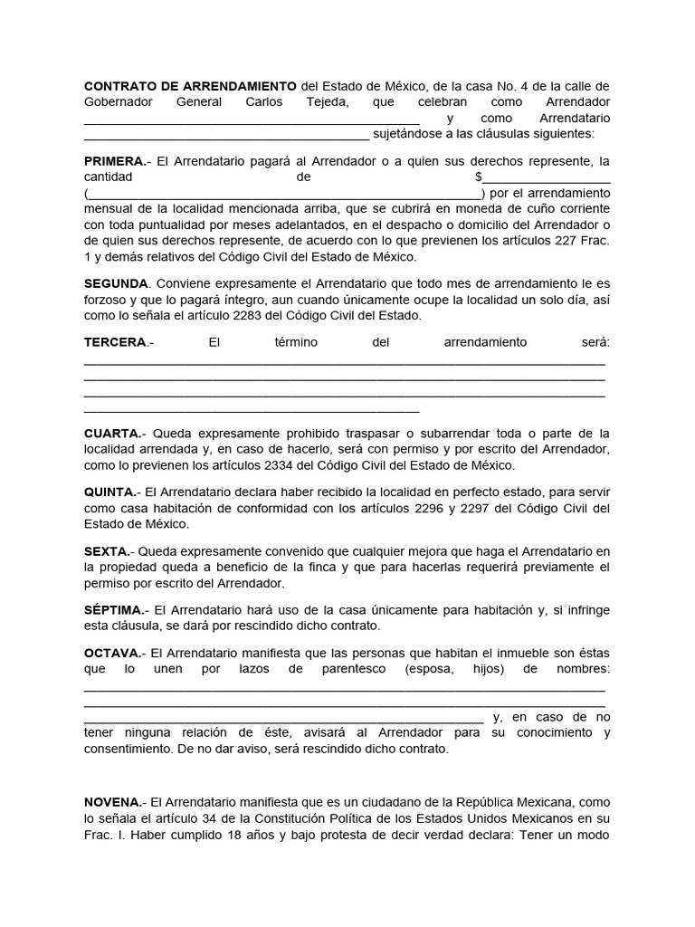 Contrato de Arrendamiento 2023 | PDF