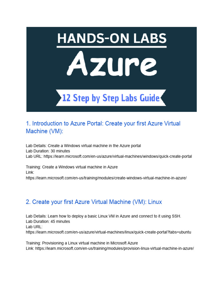 Azure Hands-On Labs Overview | PDF | Microsoft Azure | Application Software