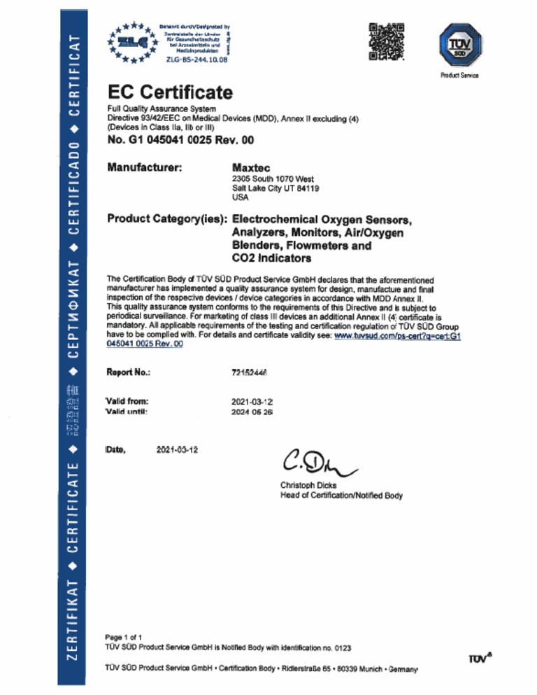 Maxtec Ec Certificate | PDF