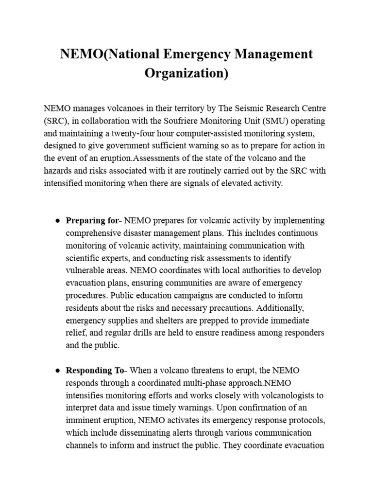 NEMO's Volcano Management Strategies | PDF | Emergency Management | Volcano