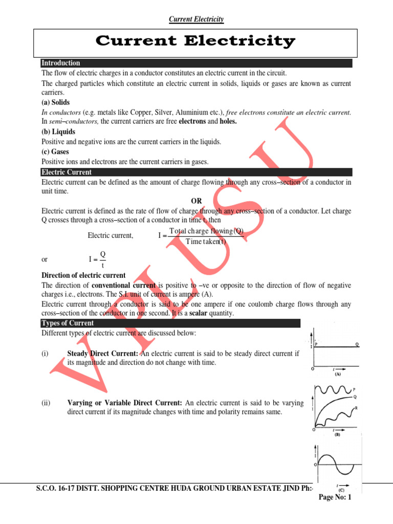 2nd Chapter Current Electricity | PDF | Electric Current | Electrical ...