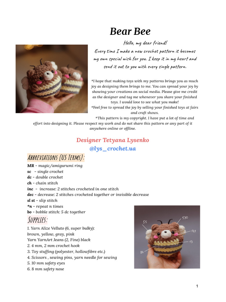 Bear Bee Eng | PDF | Crochet | Crafts
