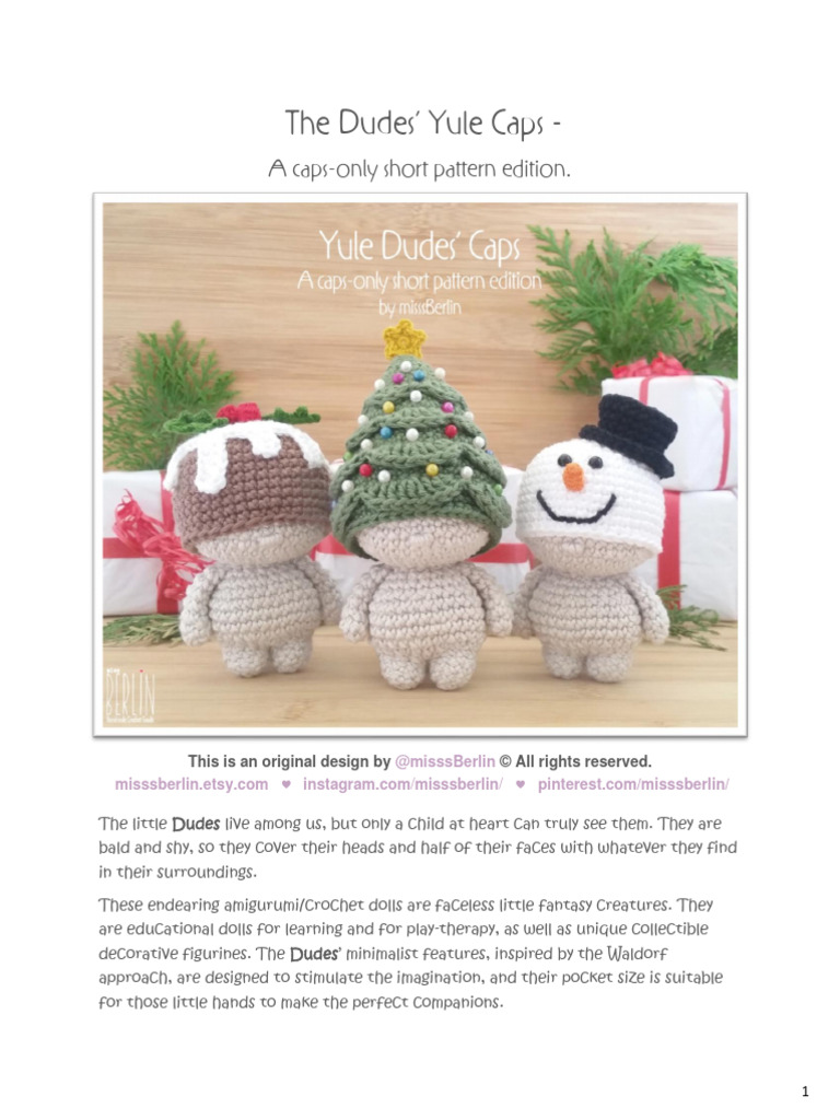 Misss Berlin Dana Berlin the Dudes Yule Caps | Download Free PDF | Crochet | Embroidery