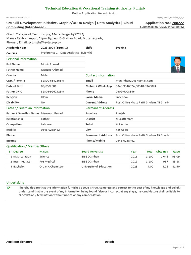 Tevta Oaa 288222 | PDF | Vocational Education