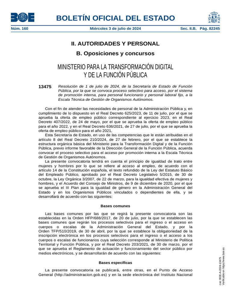 Boe A 2024 13475 | PDF | Derecho laboral | Gobierno