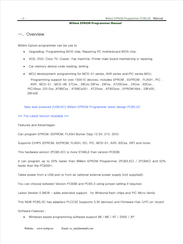 Willem Eprom Programmer Pcb5 0c Manual Pdf Bios Microcontroller
