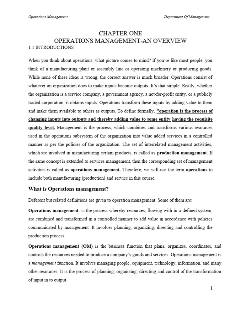 Operation Management (OM) 1 | PDF | Strategic Management | Factors Of ...