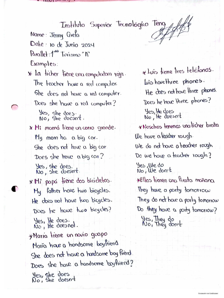 Present Simple - Homework | PDF