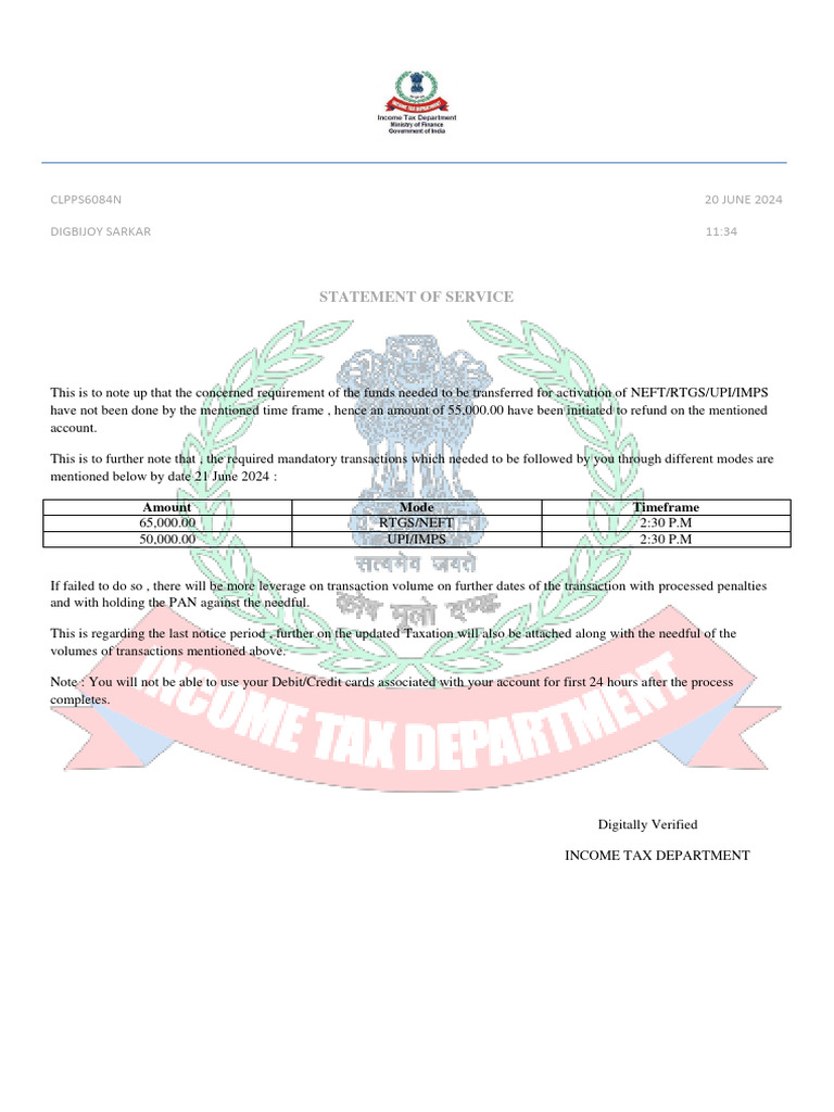 Service Acknowledgement | PDF Service Acknowledgement | PDF