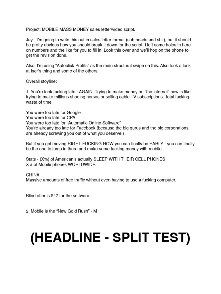 Mobile Mass Money Sales Script | PDF | Text Messaging | Mobile Phones