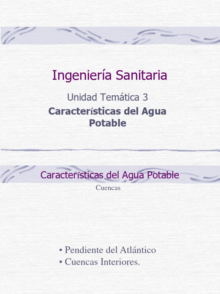 Unidad 03 Caracteristicas Del Agua Potable | PDF | Agua potable | Agua