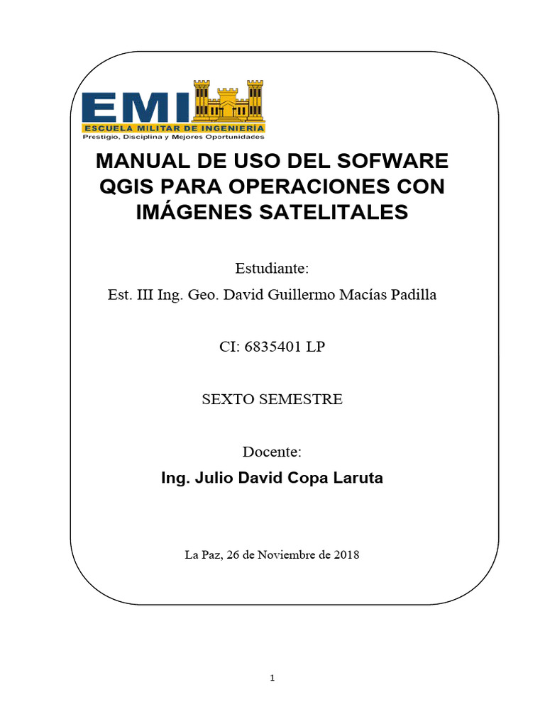 Manual de Uso Del Sofware Qgis para Operaciones Con Imágenes Satelitales | PDF | Sistema de ...