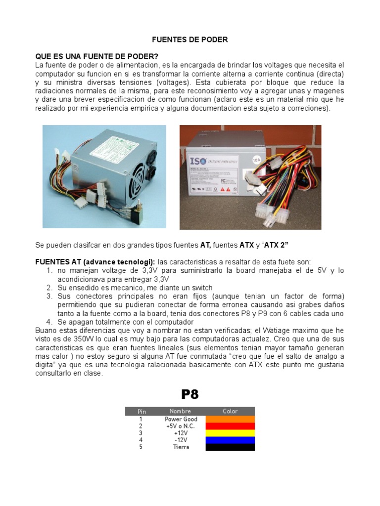 Partes y Funcionamiento de Fuentes de Poder | PDF | Rectificador ...