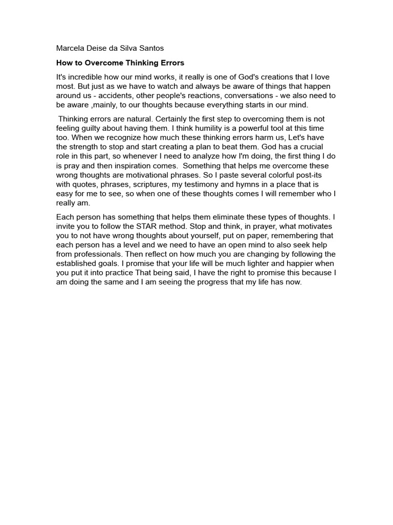 Overcoming Thinking Errors Guide | PDF | Self-Improvement | Lifestyle
