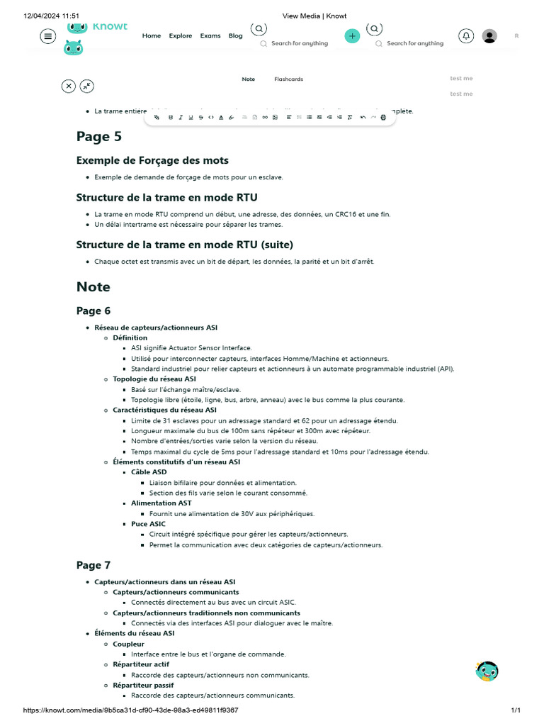 Exemple de Forçage Des Mots Structure de La Trame en Mode RTU | PDF ...