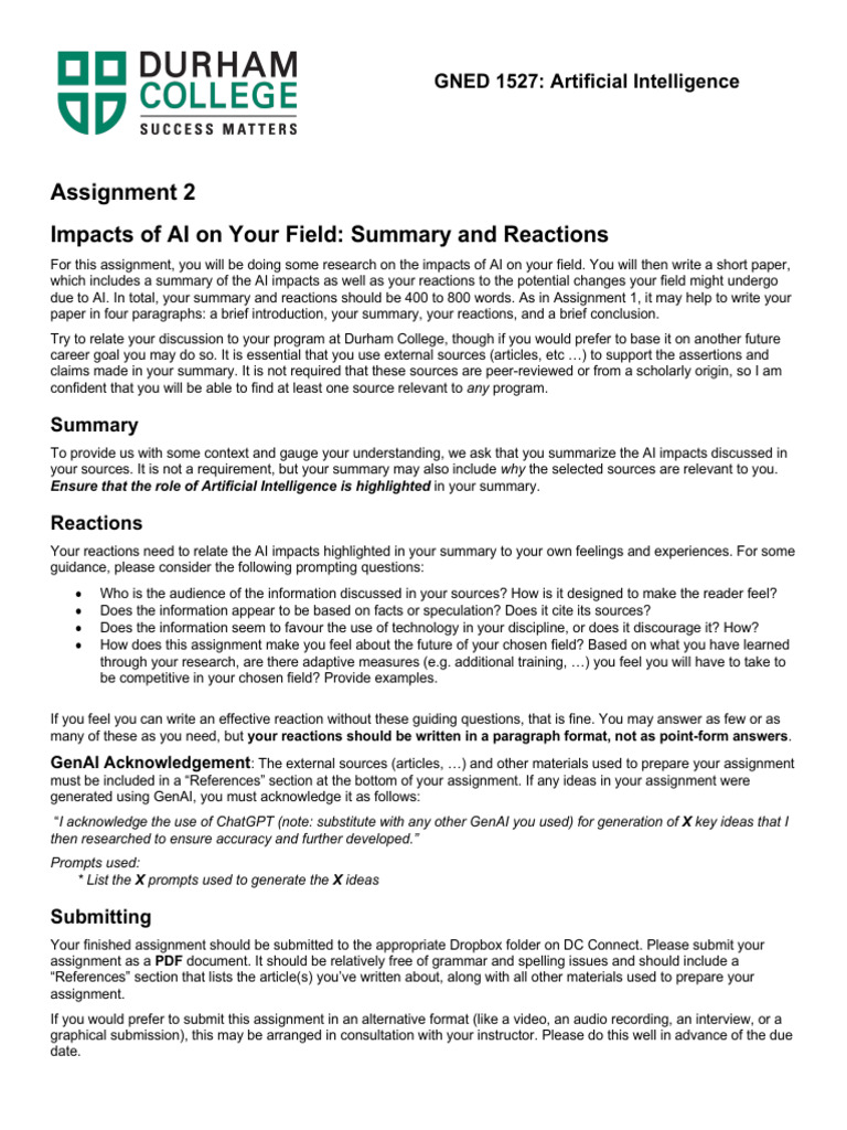 GNED 1527 AI Impacts On Your Field | PDF | Artificial Intelligence ...