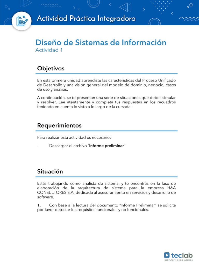 Actividad Práctica Integradora1 - Diseño de Sistemas | PDF