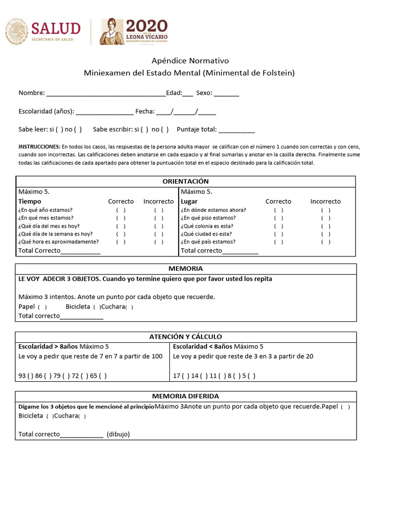 Minimental de Folstein | PDF