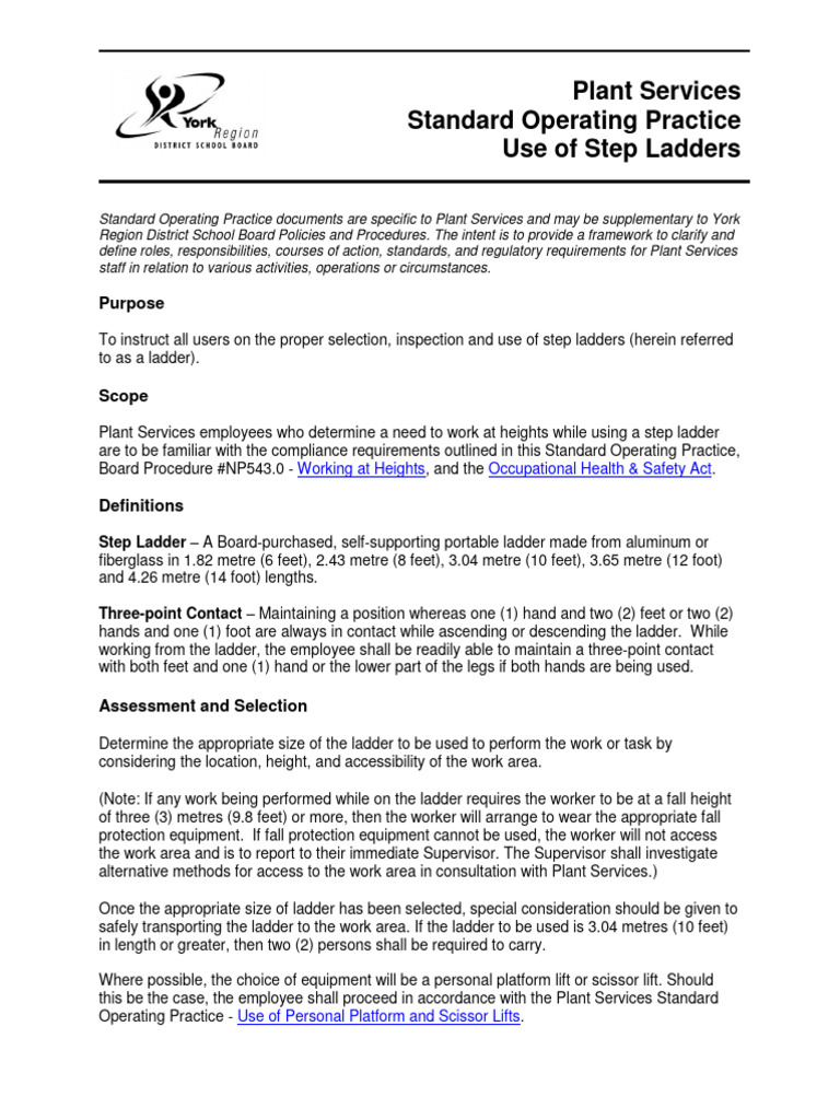 Step Ladder Safety Guidelines for Plant Services | PDF | Ladder | Elevator