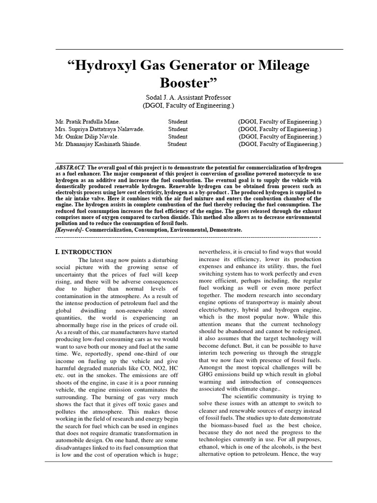 Hho Research Paper For Publish Updated | PDF | Fuels | Engines