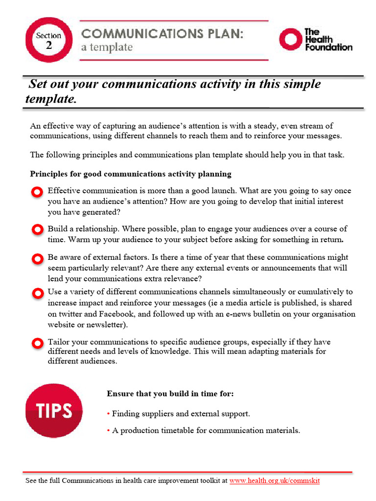 Communications Plan Template | PDF | Communication | Target Audience