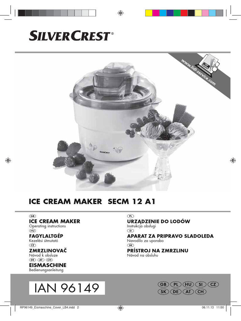 Silvercrest Ice Cream Maker Guide | PDF | Ice Cream