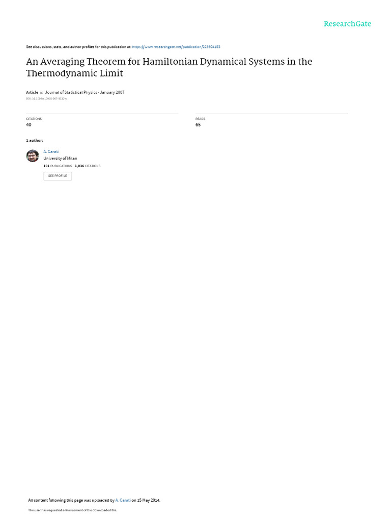 An Averaging Theorem For Hamiltonian Dynamical Sys | PDF | Physics ...