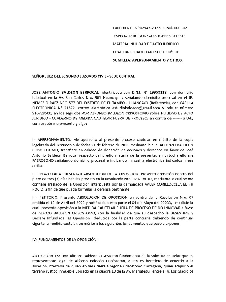 ABSOLUCION | PDF | Ley común | Derecho Civil (Common Law)