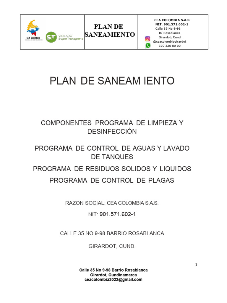 Plan de Saneamiento Cea Girardot Modificado | PDF | Saneamiento | Agua