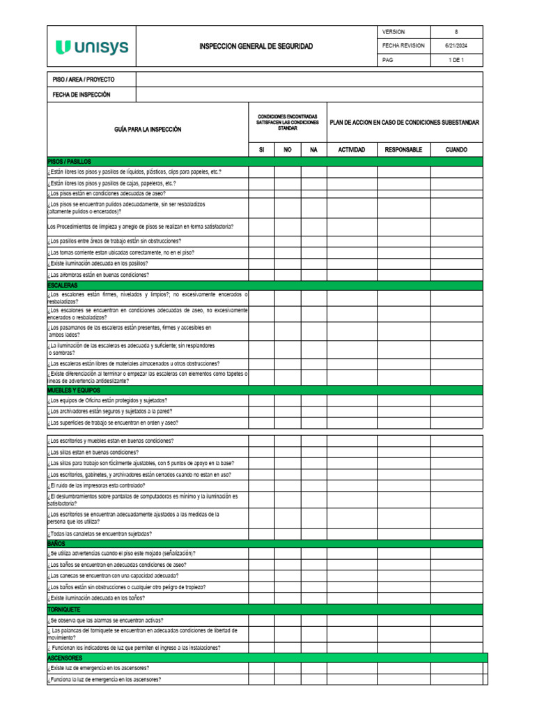 F. V8 Inspeccion de Seguridad | PDF | Ascensor
