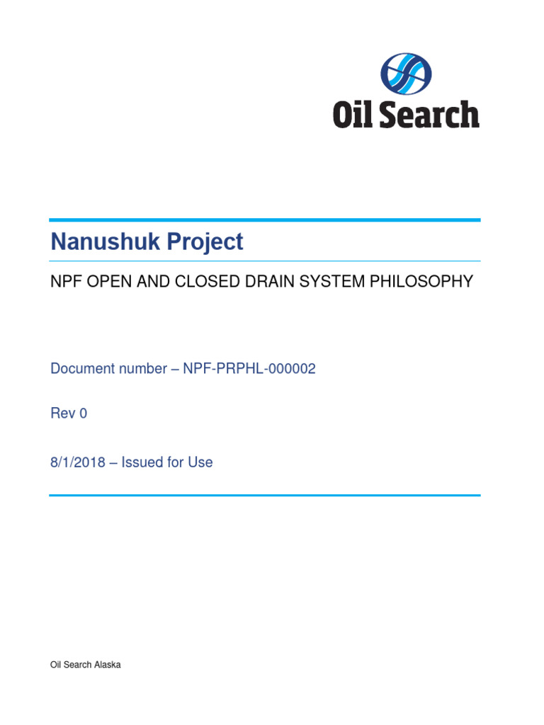 Nanushuk Drain System Philosophy | PDF | Pump | Leak