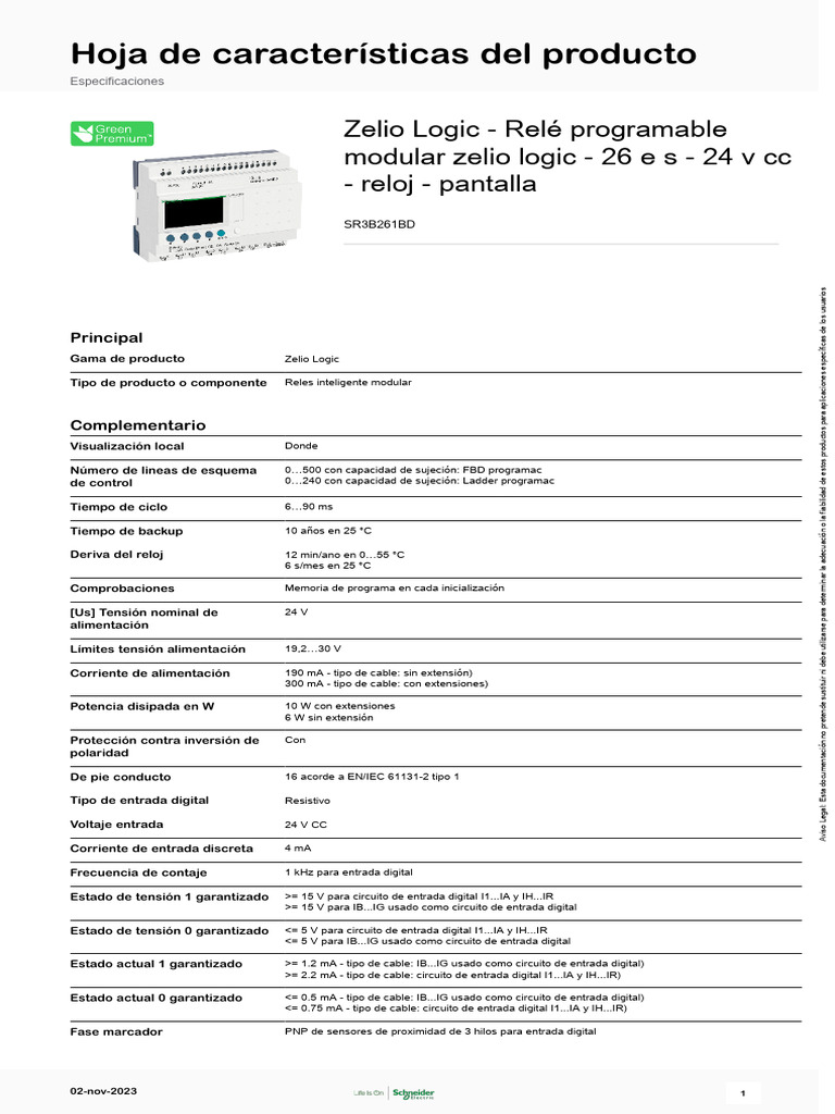 Zelio Logic - SR3B261BD | PDF | Red eléctrica | Relé