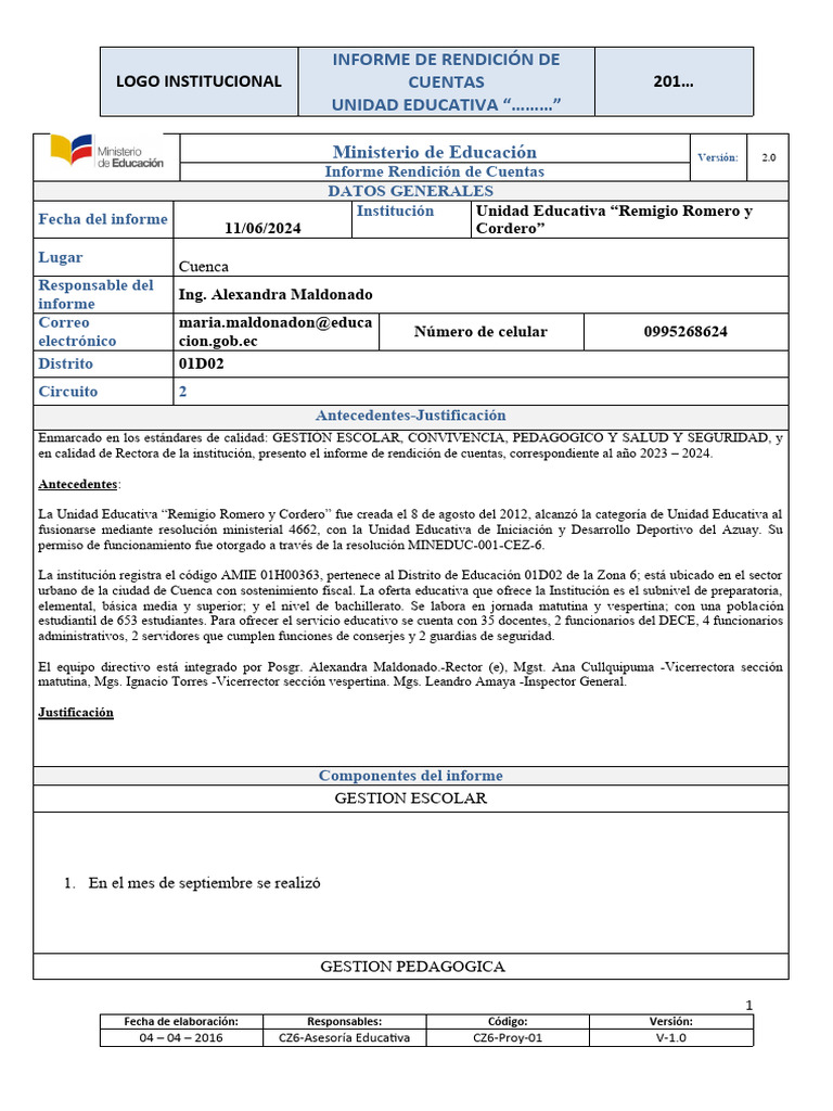 Formato-Informe Rendicion de Cuentas | PDF | Negocios | Finanzas y dinero