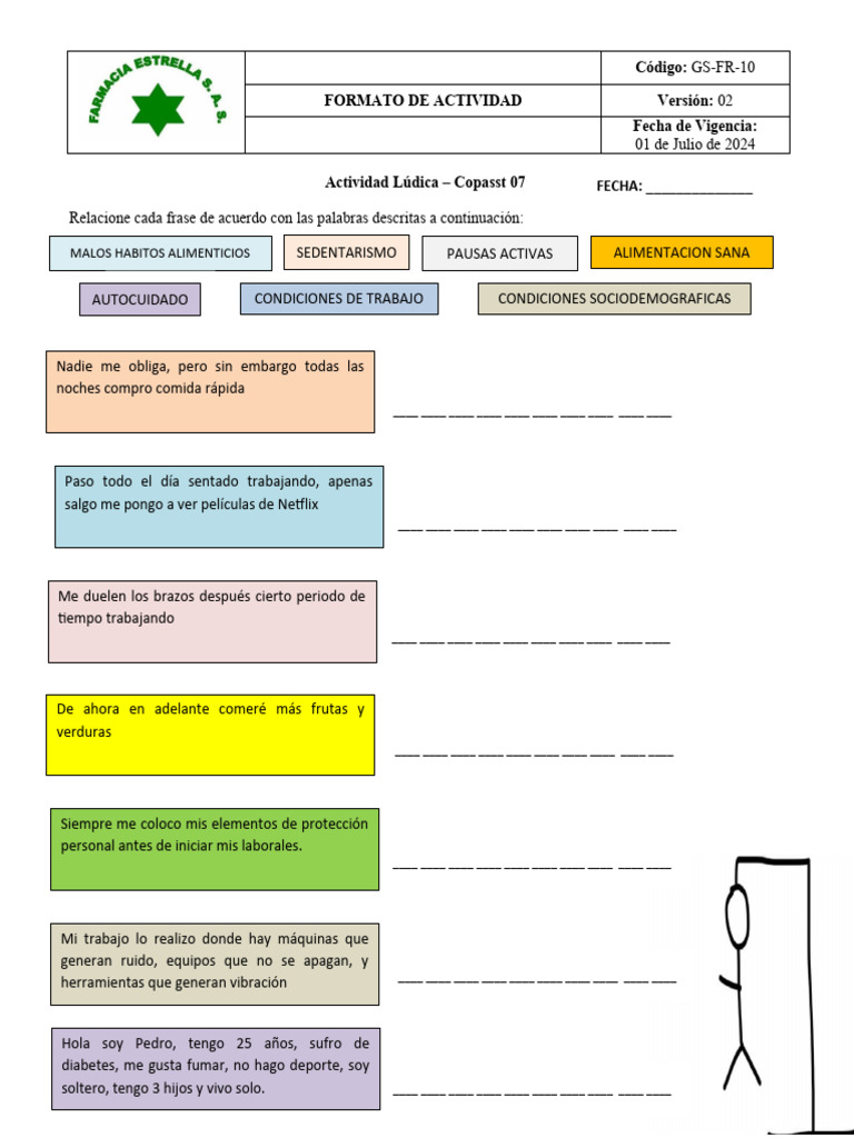 GS-FR-10 - Formato de Actividad Ludica - Algio | PDF | Crecimiento ...