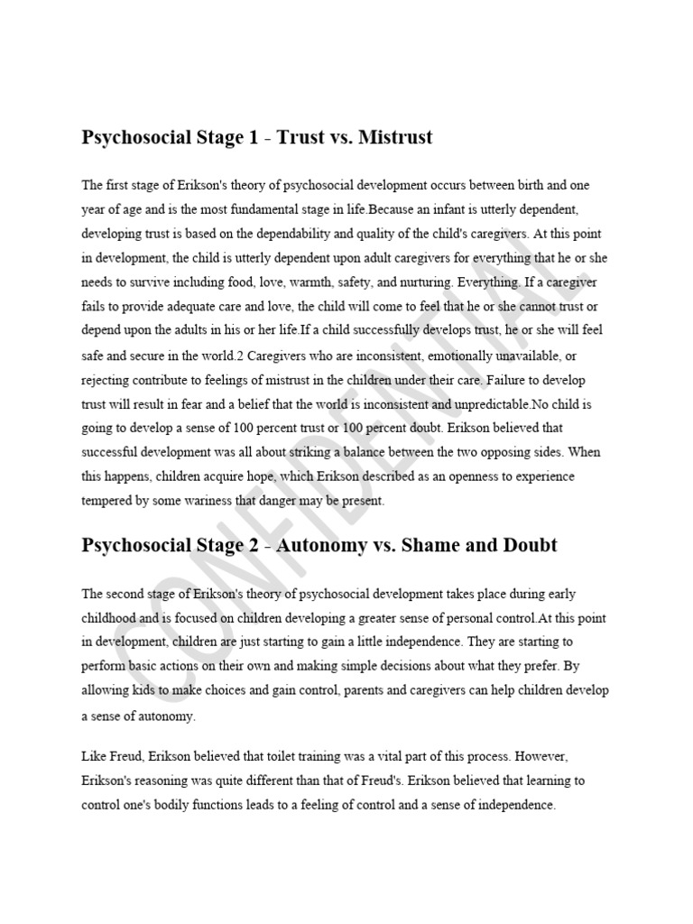 Trust vs. Mistrust in Infancy | PDF | Identity (Social Science) | Human ...
