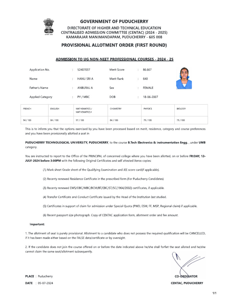 Allotment Order | PDF