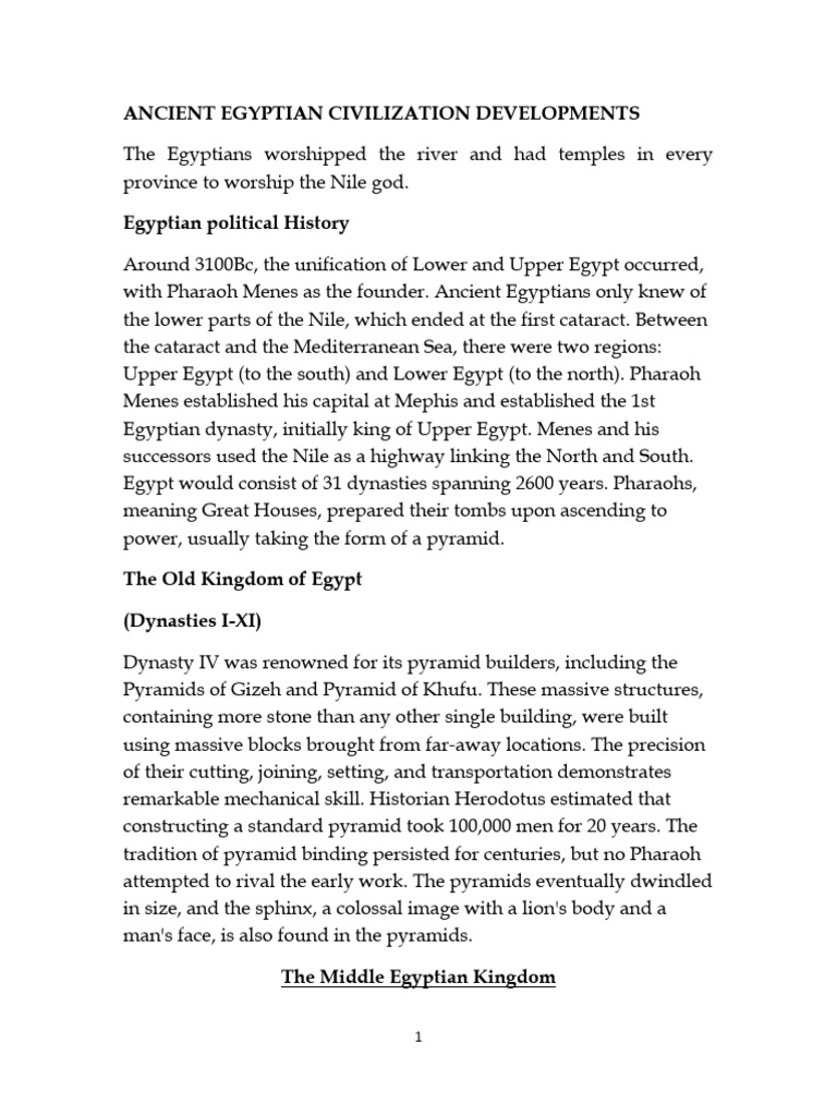 Ancient - Egyptian - Civilization (1) Study Exam | PDF | Ancient Egypt ...