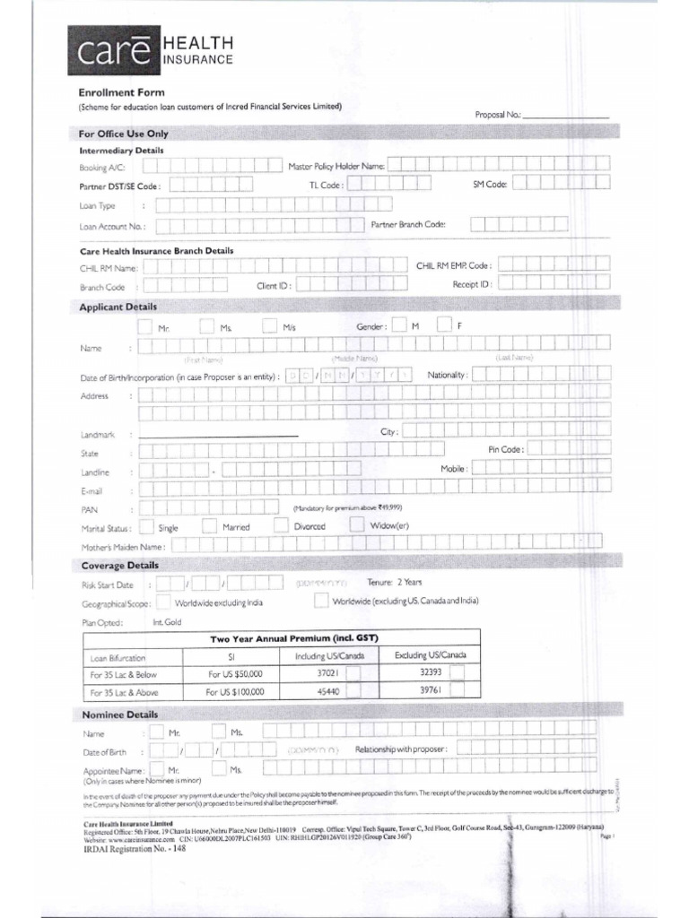 Care Insurance Sample-1 | PDF