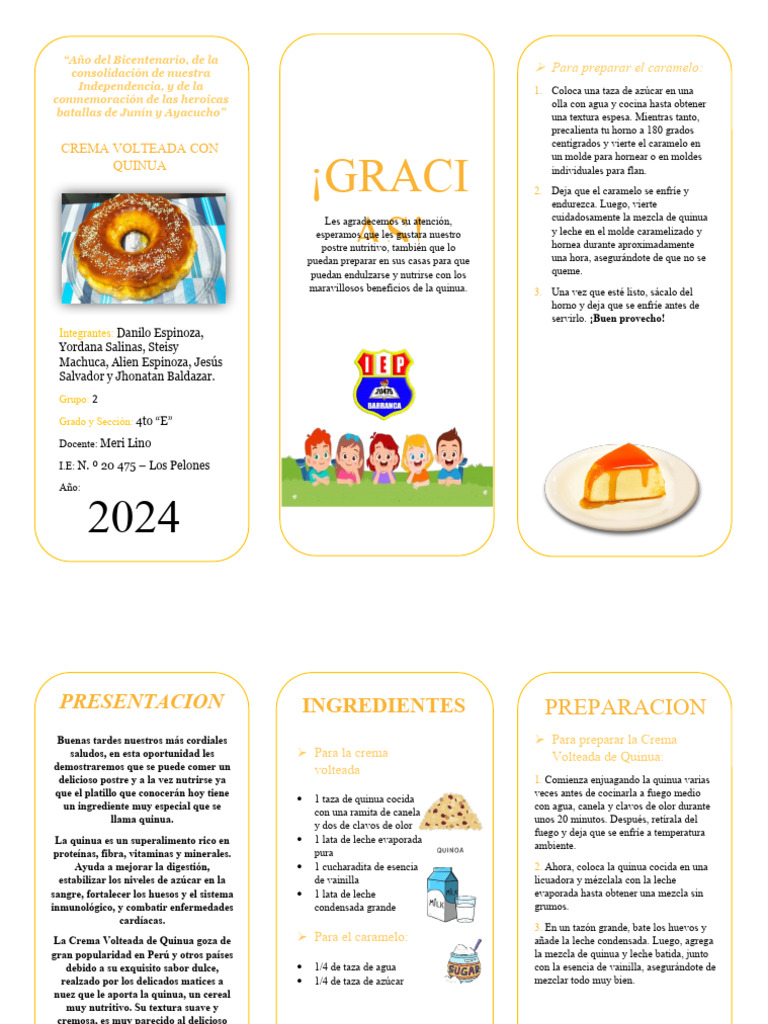 Crema Volteada Triptico | PDF | Alimentos | Postres