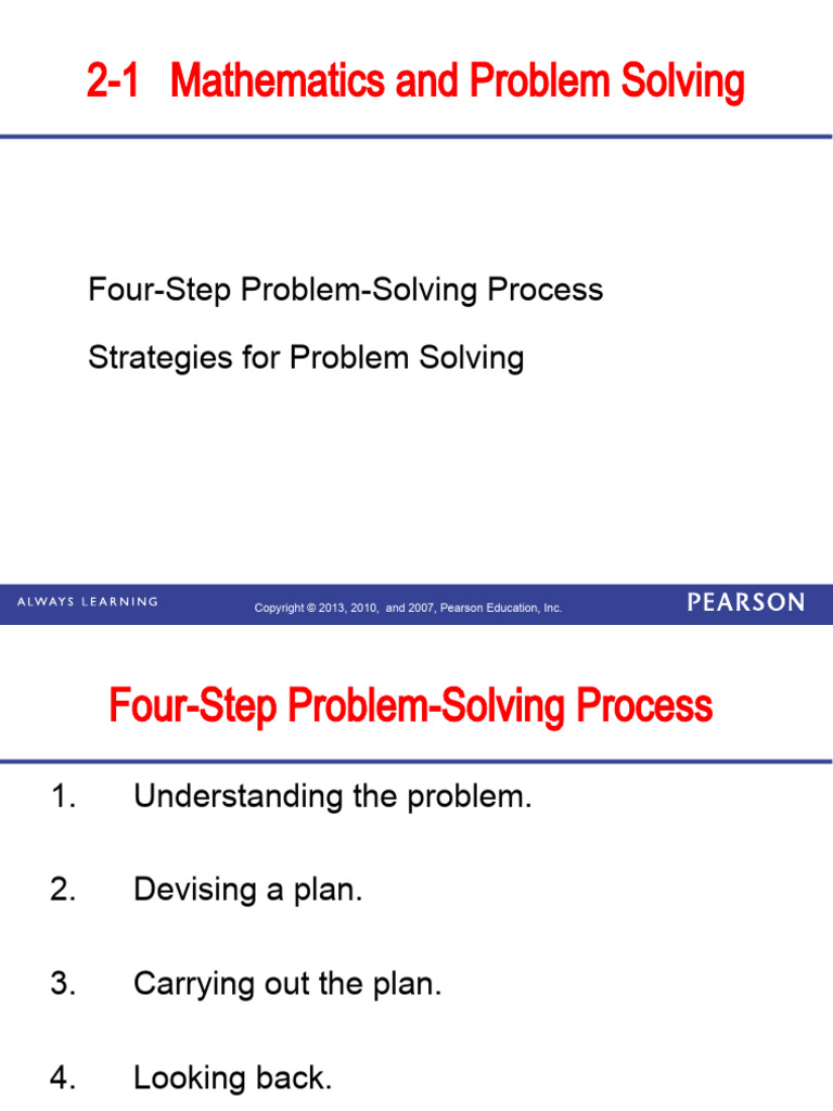 2-1 Mathematics and Problem Solving: Four-Step Problem-Solving Process ...