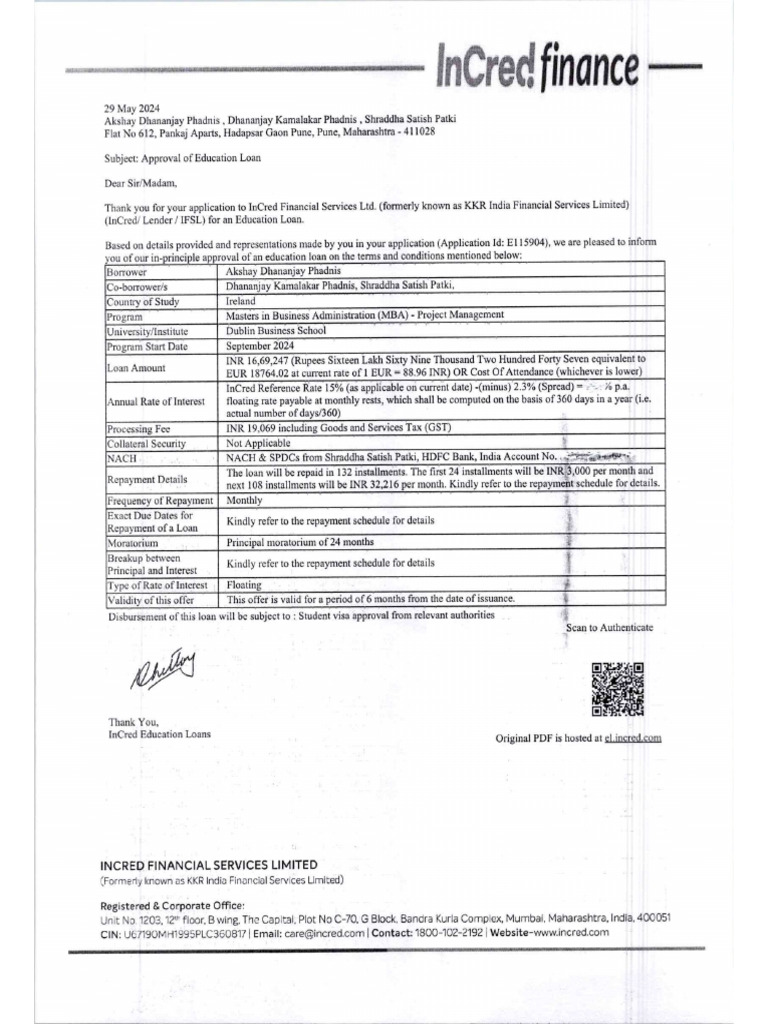 Sanction Letter Sample-1 | PDF