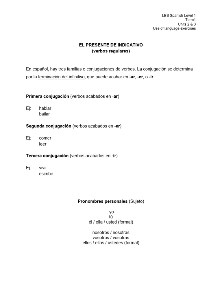 presente-de-indicativo-regular_ejercicios | PDF | Verbo | Conjugación gramatical