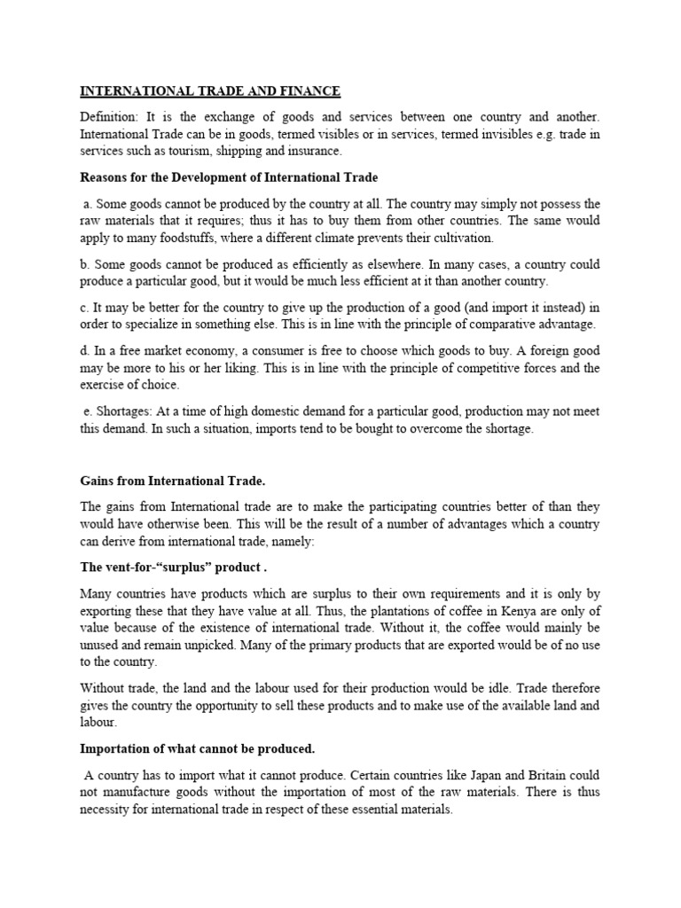 International Trade | PDF | Balance Of Payments | Balance Of Trade
